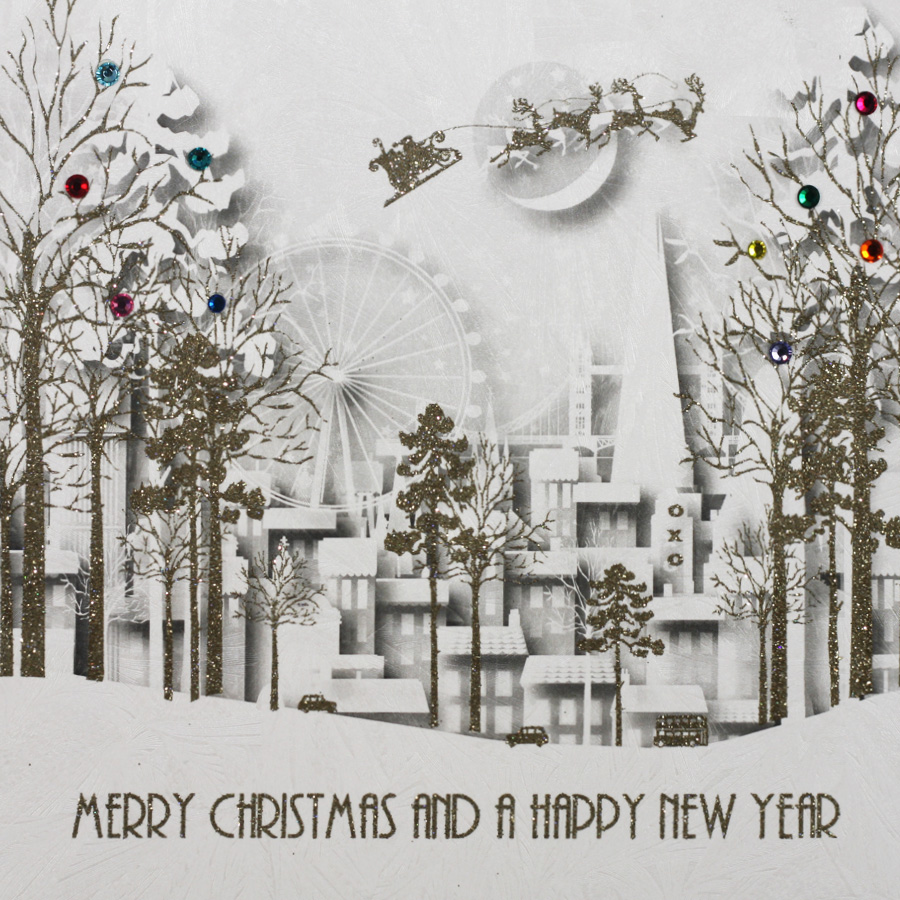 Merry Christmas / New Year – Handmade Open Christmas Card – SV1 – Tilt Art
