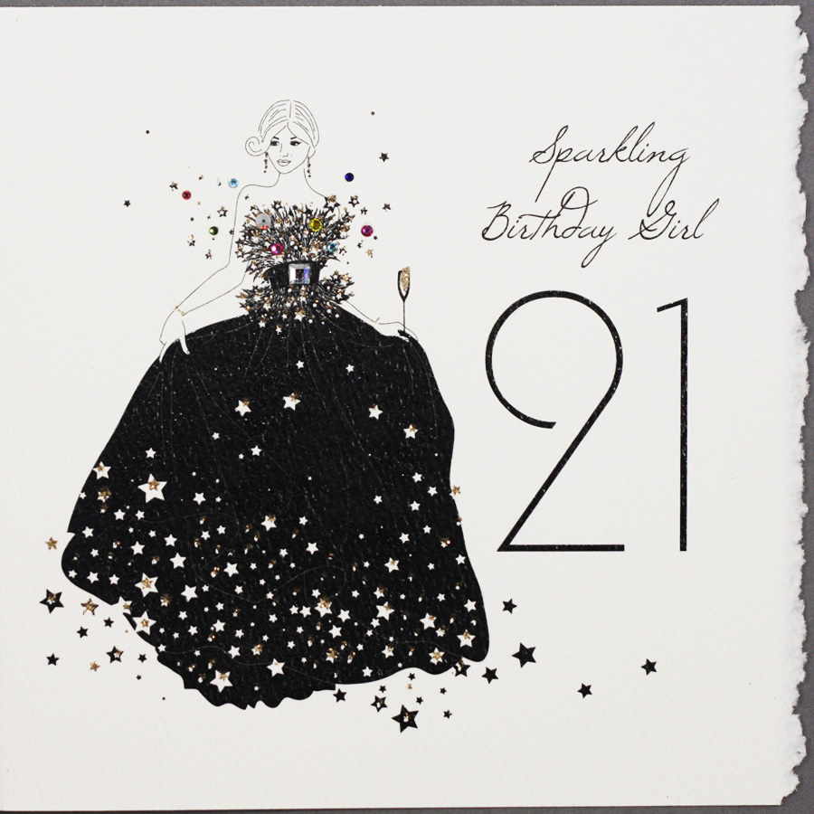 Sparkling Birthday Girl 21 – Handmade Birthday Card – S21 – Tilt Art
