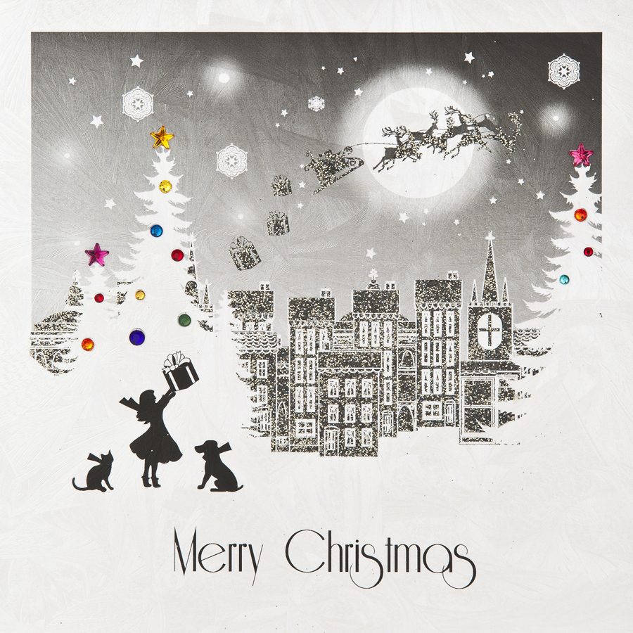 Merry Christmas – Handmade Open Christmas Card – CW5 – Tilt Art