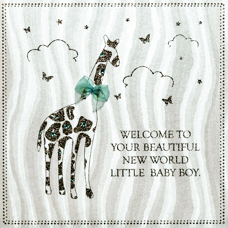 Welcome To Your Beautiful New World Handmade New Baby Boy Card GD35 Welcome To Your Beautiful New World Handmade New Baby Boy Card GD35